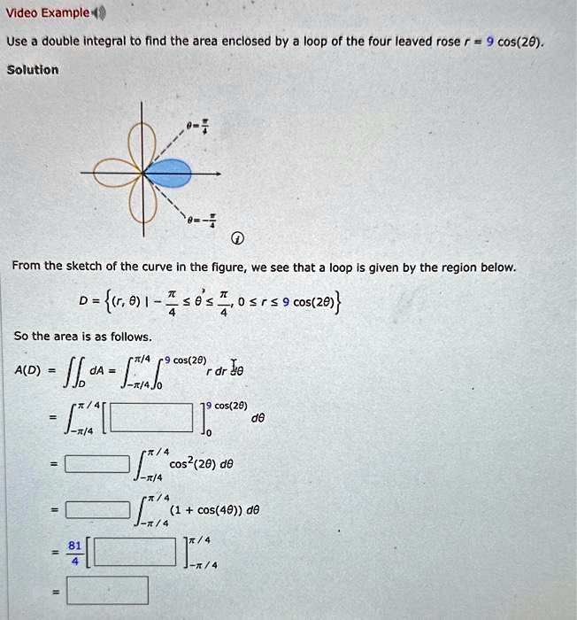 Video Example Use a double integral to find the area enclosed by a loop ...
