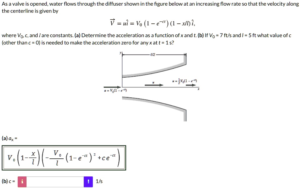 SOLVED: As a valve is opened, water flows through the diffuser shown in ...