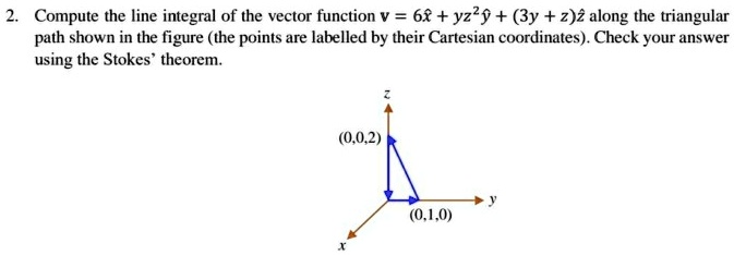 SOLVED: Compute the line integral of the vector function v = 6x^2 + yz ...