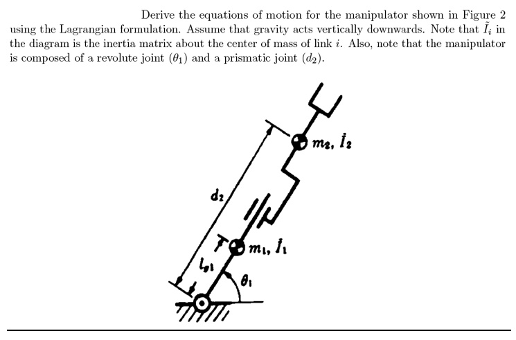Derive The Equations Of Motion For The Manipulator Shown In Figure 2 Using The Lagrangian
