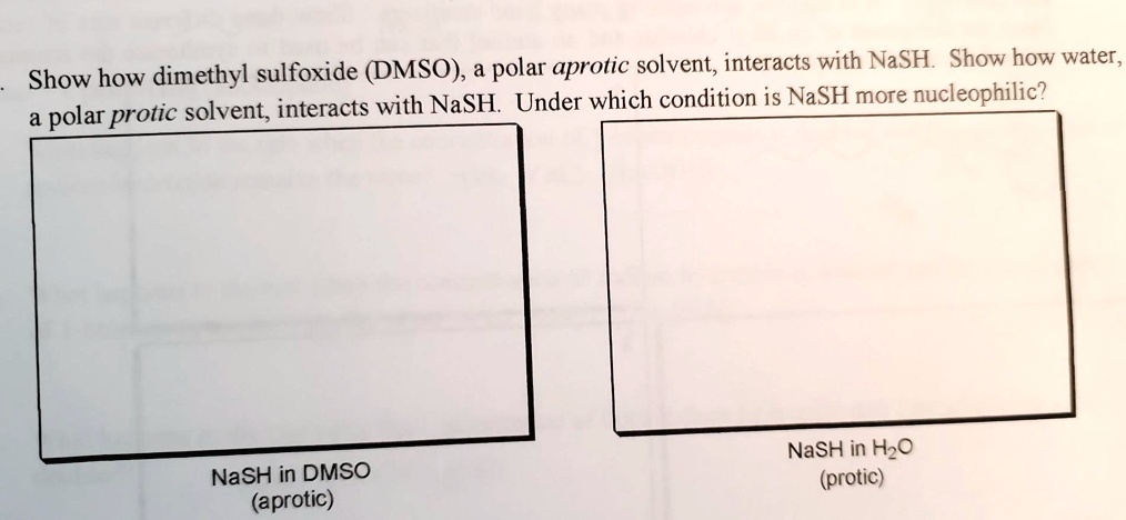 Show how dimethyl sulfoxide (DMSO), a polar aprotic solvent,...