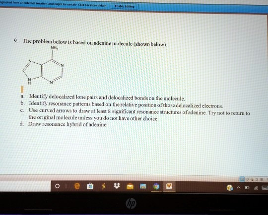 Solved The Problem Below Is Based On Adenine Molecule Shown Below