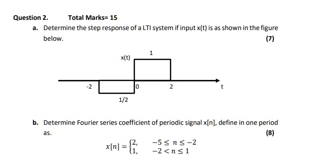 Question 2. Total Marks= 15 a. Determine the step response of a LTI ...