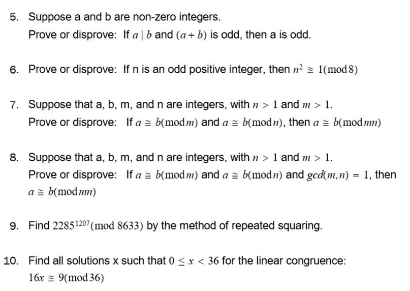 SOLVED: 5. Suppose a and b are non-zero integers: Prove or disprove: If a | b and (a + b) is odd ...