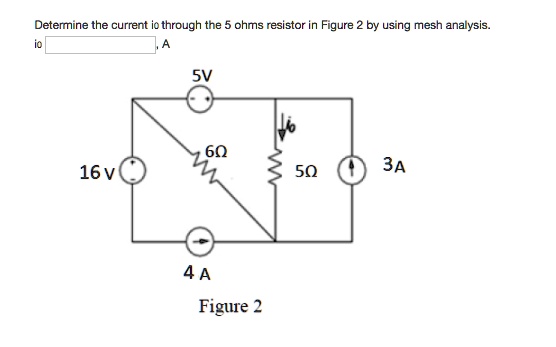 Determine the current io through the 5 ohms resistor in Figure 2 by using mesh analysis. io A 5V ...