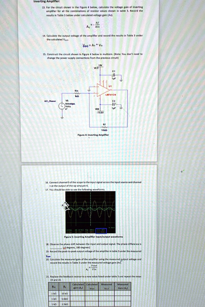Inverting Amplifier: 13. For the circuit shown in the Figure 4 below ...