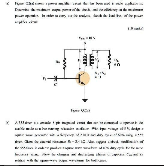 SOLVED: a) Figure Q2(a shows a power amplifier circuit that has been used in audio applicatio ns ...