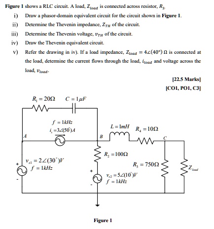 SOLVED: Figure I shows an RLC circuit. A load, Zload, is connected across resistor, Rg. i) Draw ...