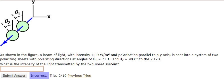 SOLVED:4s shown in the figure_ beam of light; with intensity 42 W{m2 ...