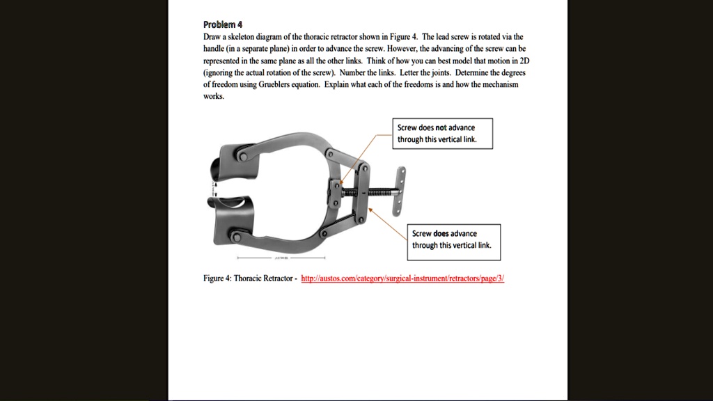 Problem 4 Draw a skeleton diagram of the thoracic retractor shown in ...