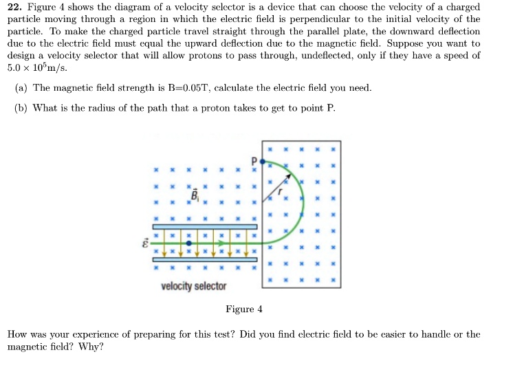SOLVED: Figure 4 shows the diagram of a velocity selector is a device that can choose the ...