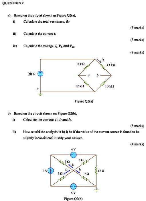 SOLVED: a) Based on the circuit shown in Figure Q2(a): i) Calculate the total resistance, Rr. (5 ...