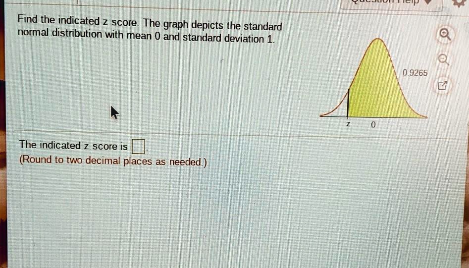 Find the indicated z score The graph depicts the standard normal ...