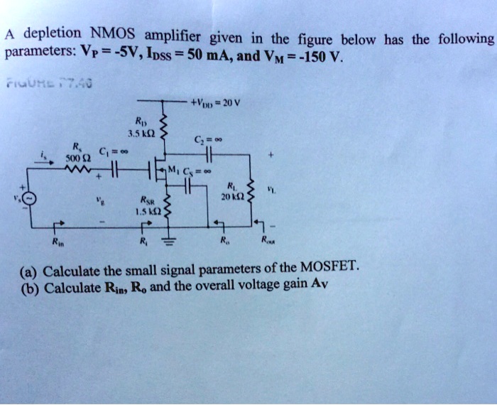 SOLVED: A depletion NMOS amplifier given in the figure below has the ...