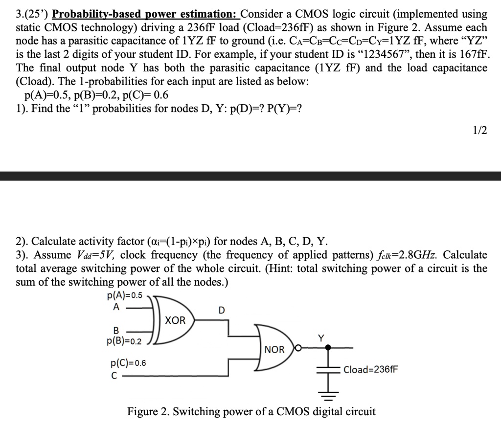 325 probability based power estimation consider a cmos logic circuit implemented using static ...