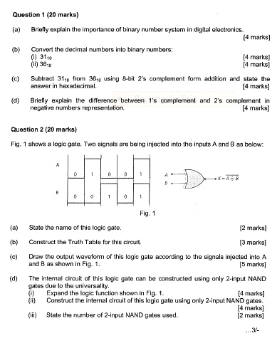 SOLVED: Question 1 (20 marks) (a) Briefly explain the importance of the binary number system in ...