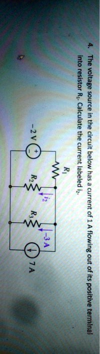 SOLVED: Into resistor R. Calculate the current labeled i. WM 4. The ...