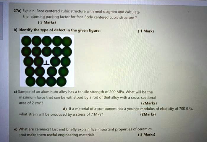 A Explain The Face Centered Cubic Structure With A Neat Diagram And Calculate The Atomic