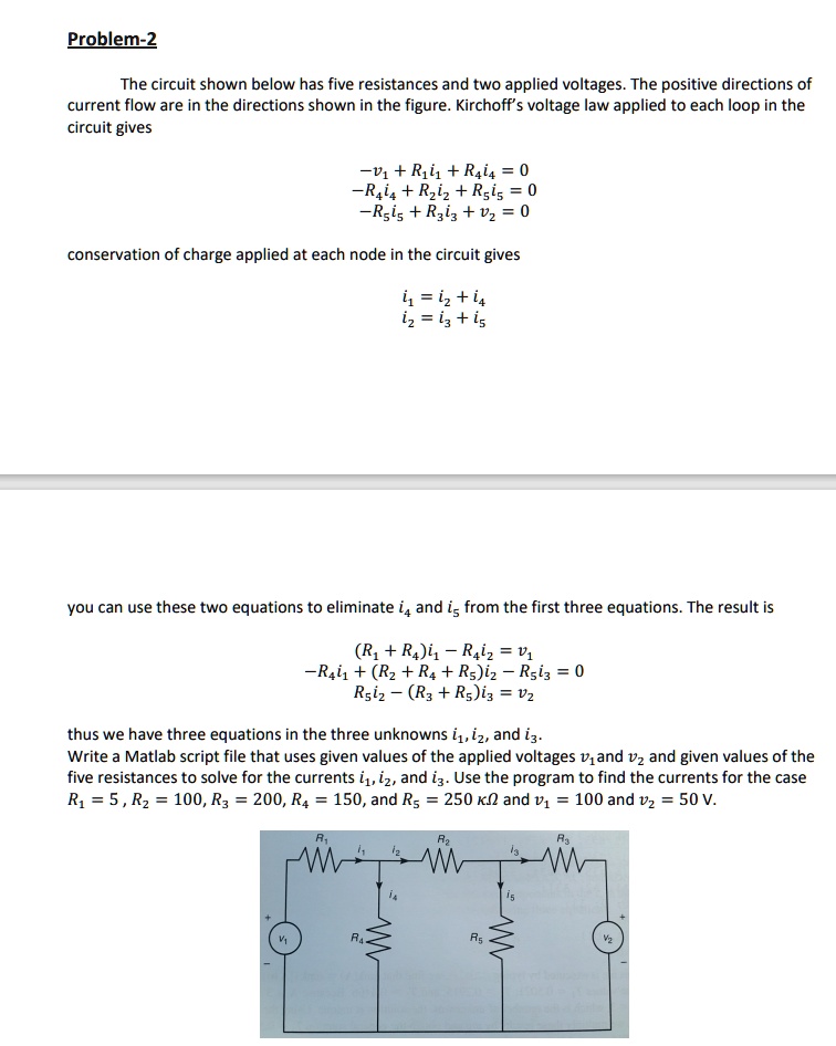 texts problem 2 the circuit shown below has five resistances and two applied voltages the ...