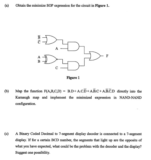 (a) Obtain the minimize SOP expression for the circuit in Figure 1. BC ...