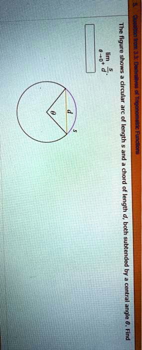 SOLVED: The figure shows circular arc length and chord length both subtended by central angle 8 Find