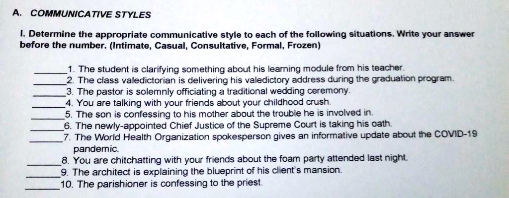 pa help po thank you communicative styles determine the appropriate ...