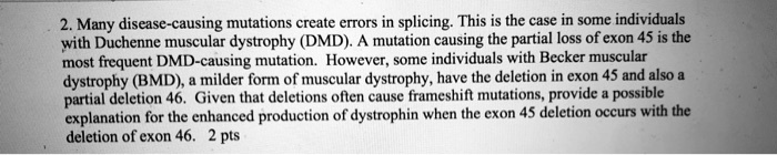 SOLVED:2. Many disease-causing mutations create errors in splicing ...