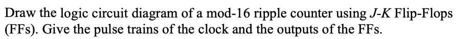 SOLVED: Draw the logic circuit diagram of a mod-16 ripple counter using ...