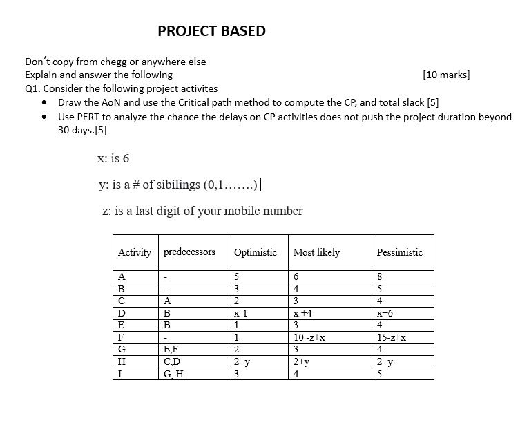 SOLVED: please solve fast and dont copy from chegg I will give you thumbs up PROJECT BASED Don't ...