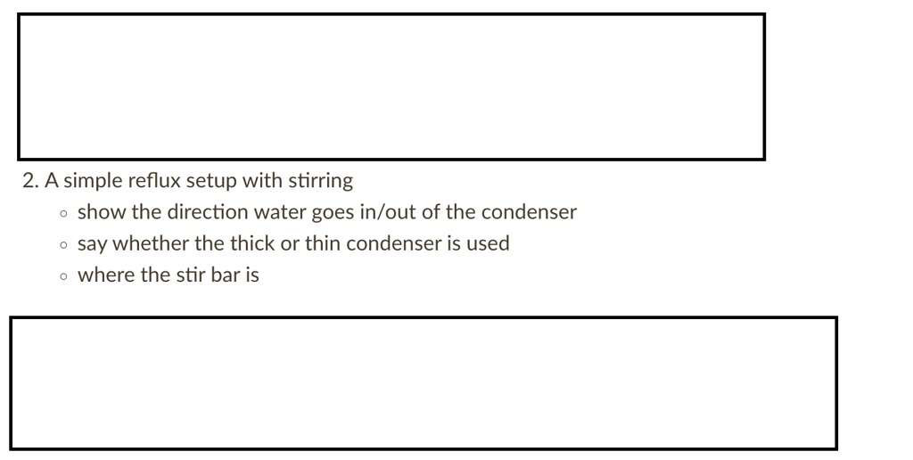 SOLVED: 2. A simple reflux setup with stirring show the direction water ...