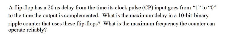 SOLVED: A flip-flop has a 20 ns delay from the time its clock pulse (CP ...