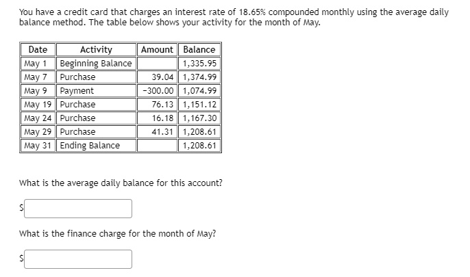 You have a credit card that charges an interest rate of 18.65% ...