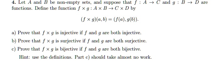 Solved Let A And B Non Empty Sets And Suppose That F A C And 9 B D Are Functions Define 