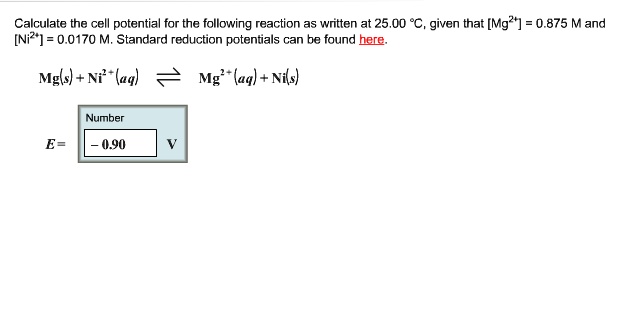 SOLVED: Calculate the cell potential for the following reaction as written at 25.00 Â°C, given ...