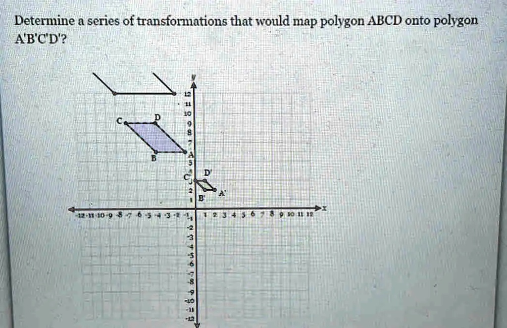 SOLVED: Determine series of transformations that would map polygon ABCD onto polygon ABC'D?