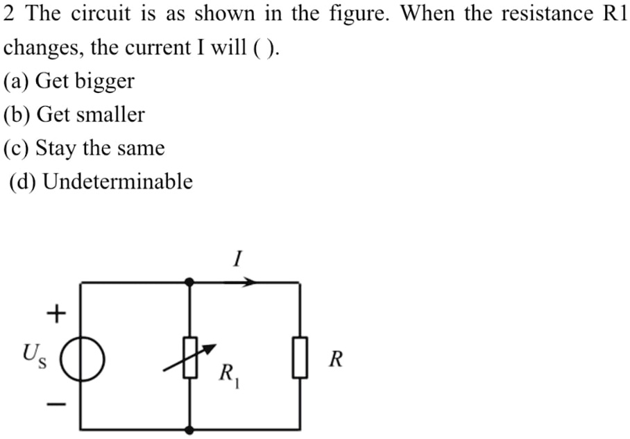 SOLVED: 2 The circuit is as shown in the figure. When the resistance R1 changes, the current I ...