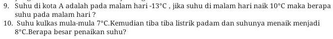 SOLVED: bantu soal mtk adikku kak, mudah. Suhu dikota 4 adalah pada ...