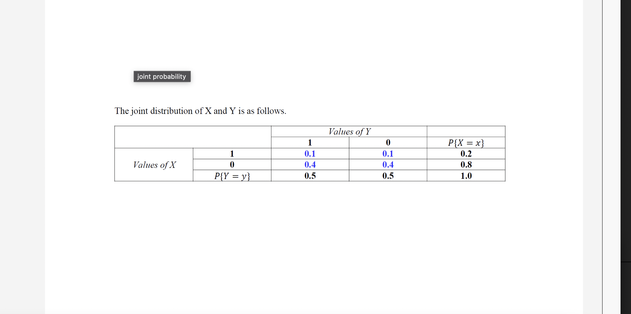 SOLVED: joint probability The joint distribution of X and Y is as ...