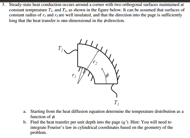 SOLVED: heat transfer 3. Steady-state heat conduction occurs around a ...