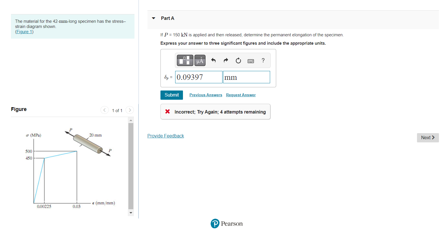 the material for the 42 mm long specimen has the stressstrain diagram ...