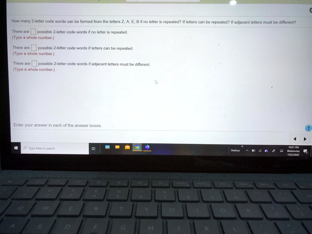 how many 2 letter code words can be formed from ihe letters z a e b if ...