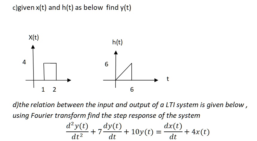 SOLVED: clgiven x(t) and h(t) as below find y(t) Xlt) h(t) dJthe relation between the input and ...
