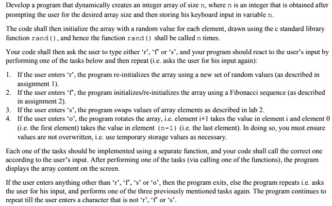 Video Solution Using C Develop A Program That Dynamically Creates An Integer Array Of Size N 