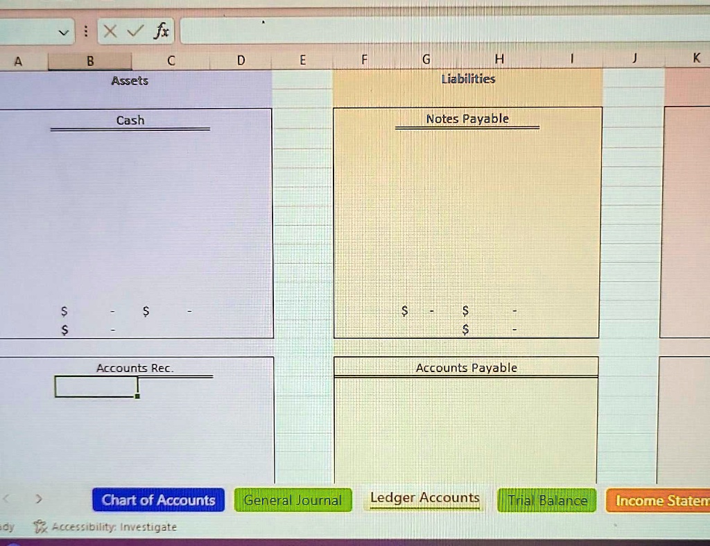 Assets Cash Accounts Rec. Liabilities Notes Payable Accounts Payable ...