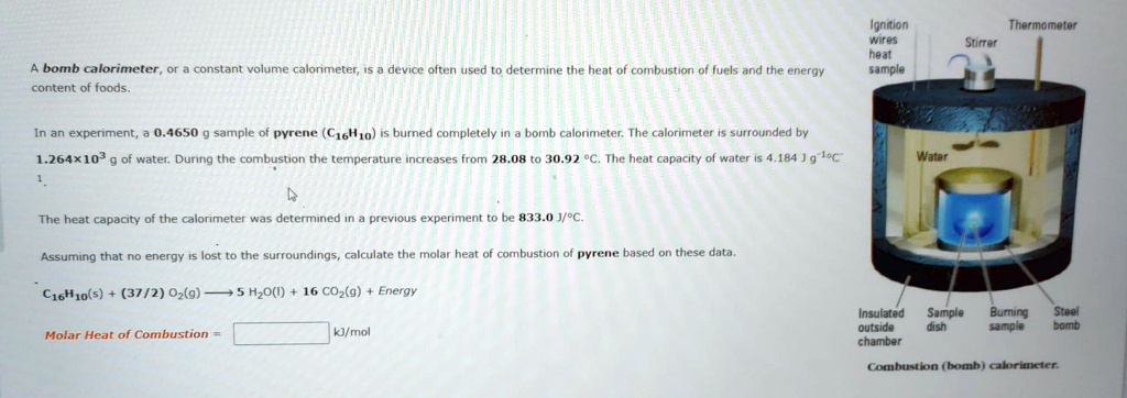 SOLVED: Ignition wires heat sample Thermometer Stirrer A bomb ...
