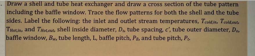SOLVED: Draw a shell and tube heat exchanger and draw a cross section ...