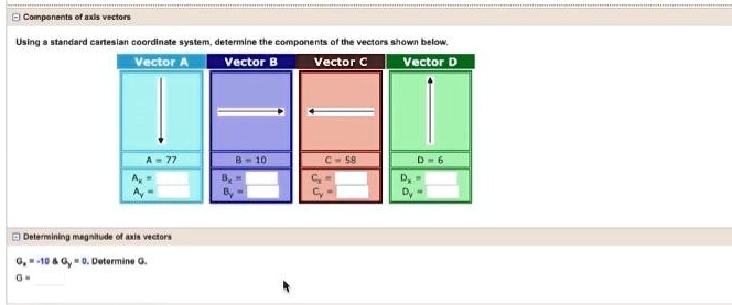 Components of axis vectors Using a standard cartesian coordinate system ...