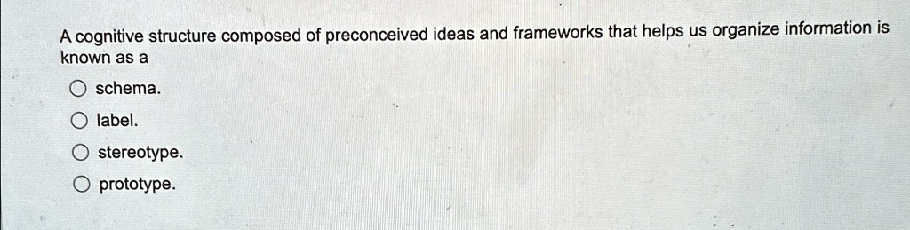 a cognitive structure composed of preconceived ideas and frameworks ...