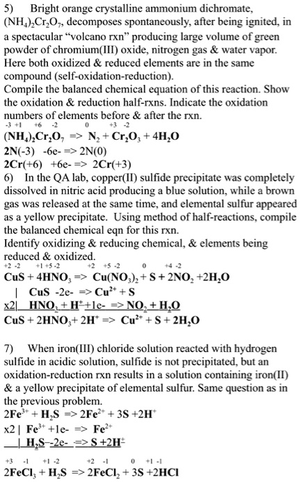 SOLVED: Bright orange crystalline ammonium dichromate (NH4)2Cr2O7 ...