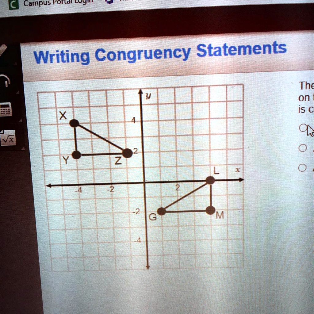 SOLVED: The triangles shown in the graph are congruent. Based on the graph, determine which ...